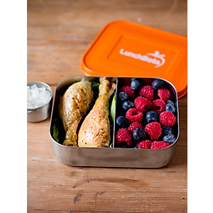 LunchBots Duo Stainless Steel Food Container, Orange