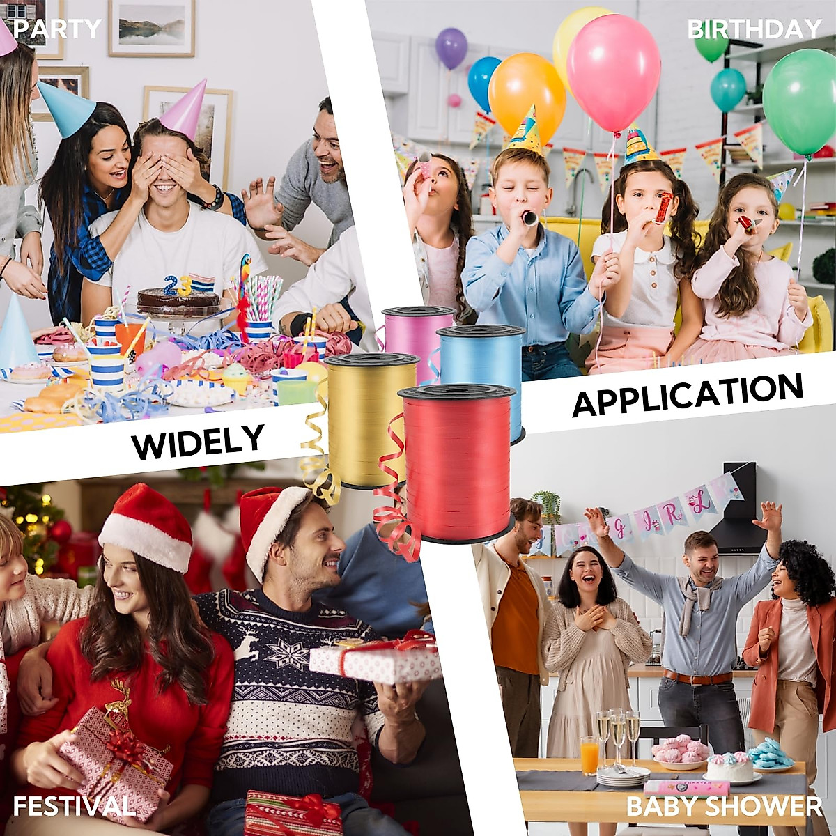 HimBen 500 Yards 3/16" Curling Ribbon White, Balloon String Curly Ribbon 1 Roll for Gift Wrapping, Birthday Wedding Party Festival Decoration, Baby Shower, Art Crafts, Florist Flowers