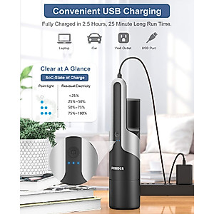 SEBIDER Handheld Vacuum Cleaner 8000Pa Cordless Hand Mini Car Vacuum Rechargeable Portable Vac for Pet Hair, Home, Carpet, Car Cleaning(Black Gray)