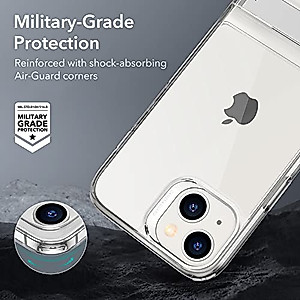 ESR for iPhone 14 Case/iPhone 13 Case, 3 Stand Modes, Military-Grade Drop Protection, Supports Wireless Charging, Slim Back Cover with Stand, Phone Case for iPhone 14/13, Metal Kickstand Case, Clear