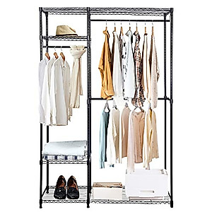 Tangkula Garment Rack Clothing Rack, Heavy Duty Free Standing Closet Organizer with Storage Shelves & Hanging Rods, Clothes Hanger Organizer