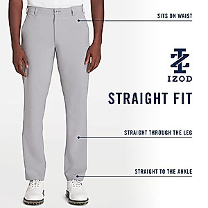 IZOD Men's Golf Swingflex Straight-Fit Flat-Front Pants, black, 36W X 34L