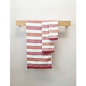 IPPINKA Senshu Japanese Towel, Ultra Soft, Quick-Drying, Two-Tone Stripes, Red (Wash/Face Towel)
