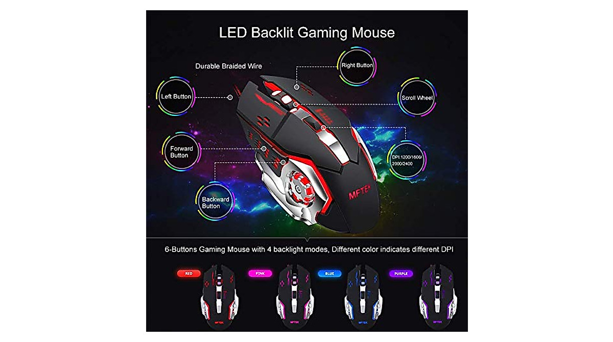 MFTEK One Hand Gaming Keyboard & Mouse Combo – RGB Gaming