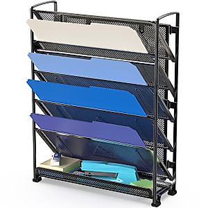 Simple Houseware 6 Tier Wall Mount Document Letter Tray Organizer, Black
