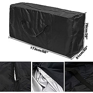 Patio Cushion Storage Bag, Outdoor Furniture Cover Waterproof Dust-Proof Storage Bag Rectangular with Zippers and Handles Carrying Bag (S 48"x15"x21")