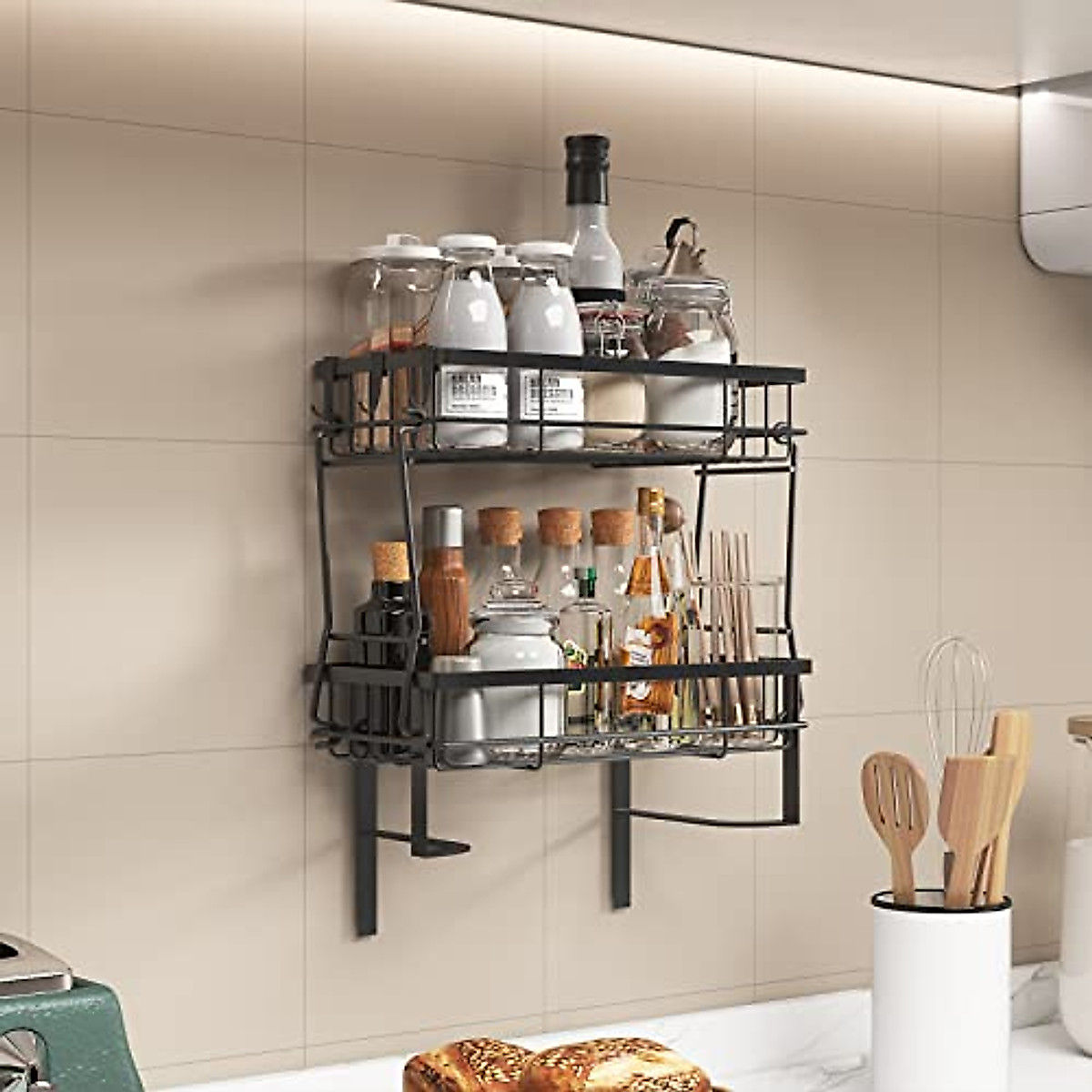 BriCabel Over The Toilet Storage - Bathroom Organizer Over Toilet, Multifunctional Toilet Storage Shelf, No Drilling Design Bathroom Toilet Rack for Small Spaces(Black, 2-Tier)