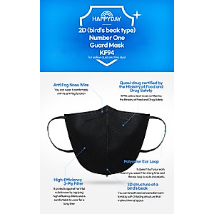 HAPPYDAY A Set of 25 Packages Made in KOREA 2D KF94 Black Face Mask for Adult