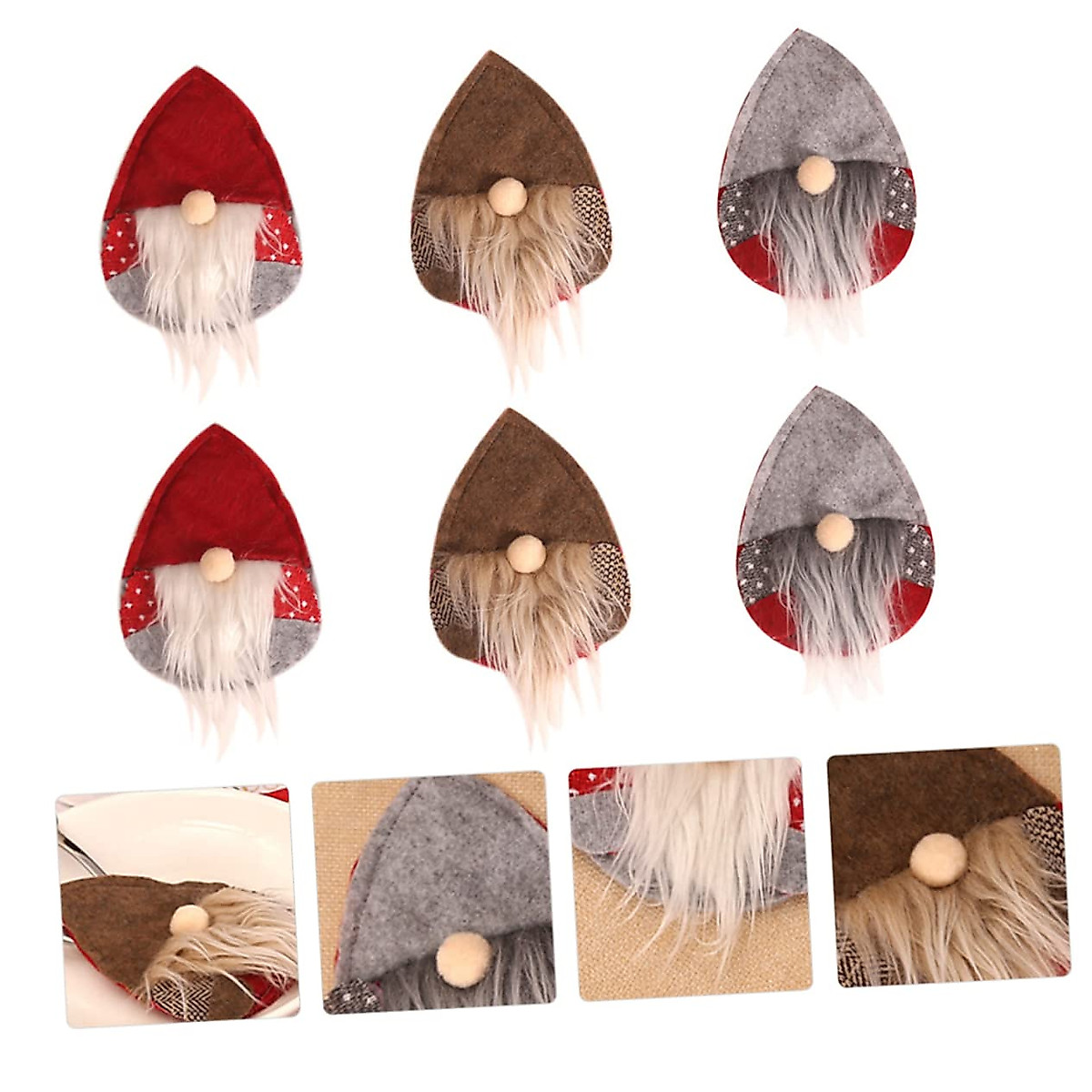 BESTOYARD 12 Pcs Cutlery Set Norse Decor Nativity Ornaments for Kids Xmas Kids Cutlery Wine Bottle Decor Forks Bag Mini Bottles Tableware Holder Elder Sweden Christmas Artificial Fur