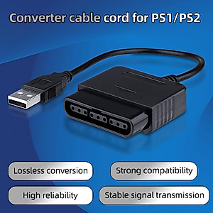 OSTENT USB Adapter Converter Cable Cord for Sony PlayStation 1/2 PS One PSX Wired Controller Gamepad Joystick to PC Laptop