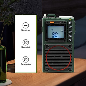 Retekess TR111 Shortwave Radio, Pocket Radio with Bluetooth, AM FM SW VHF WB Radio with APP Control, TF, Recording, Clock, Alarm, Sleep Timer, SOS, Flashlight