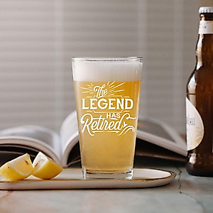 Humor Us Goods Retired Legend Beer Mug - Retirement Gift - Humorous Retirement Gifts for Men Coworker Friends - Unique Beer Glasses - Legend Beer Mug - Retirement Party Decorations - 16 oz Pint Glass