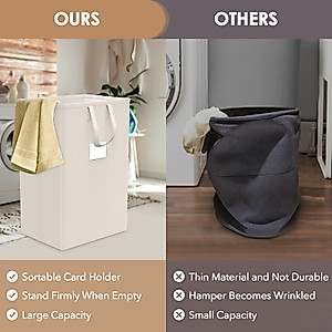 75L Large Laundry Hamper with Handles, Dirty Clothes Hamper for Bedroom Waterproof, Freestanding Tall Laundry Basket Waterproof, Hamper for Bedroom, Bathroom, Dorm, Toys Storage(Ivory）