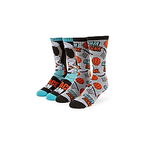 Hypnotic Socks Space Jam Unisex Athletic Crew Socks | 2 Pairs | Size 6-12,Orange
