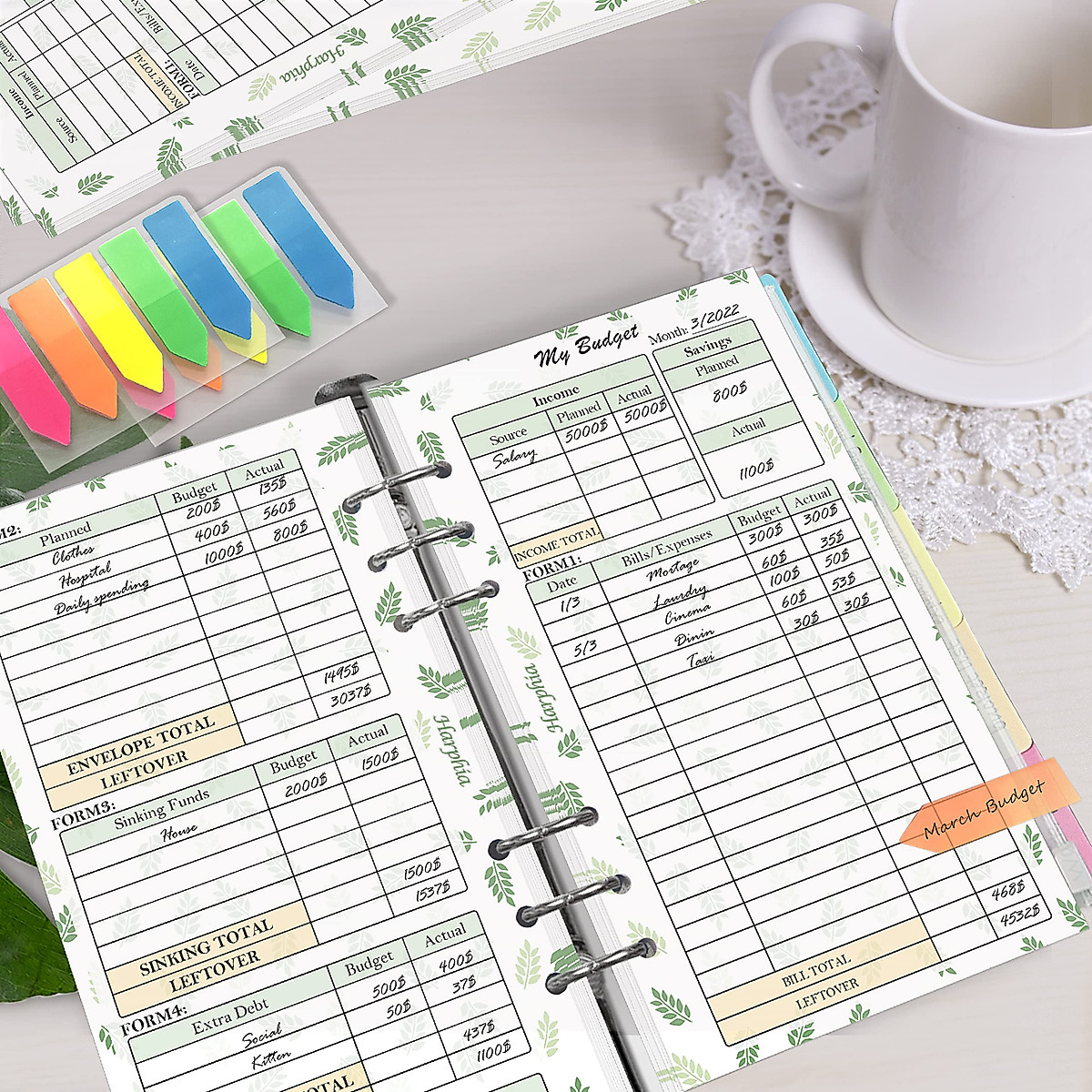 2024 Planner Monthly Weekly And Budget Paper Kit, 6 Ring Planner Accessory, 6.73” X 3.72”, Personal Size For Budget Planner Binder Cover, Money Binder Organizer For Cash