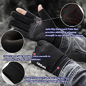 LSAMA Winter Cycling Gloves, 2-Fingerless Cycling Gloves Sport Running Bike Gloves, Mountain Biking Fishing Hunting Gloves, Driving Golf Gloves for Men Women