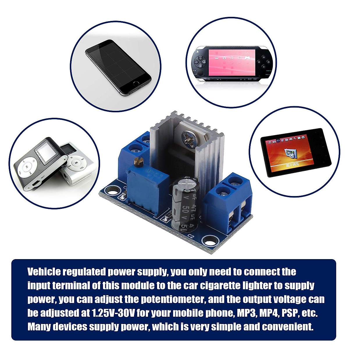 LM317 DC-DC Buck Converter Adjustable Regulator Power Supply Modules with Female Male DC Connector 8Pcs