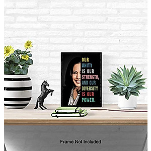 Kamala Harris Madam Vice President Inspirational Quotes Wall Art for African American Women, Girls - Political Gifts - Patriotic Decor - Feminism Feminist Gifts - 8x10 African American Wall Art