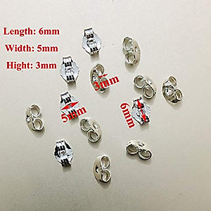 12pcs/6 Pairs 925 Sterling Silver Earring Backs Replacement Secure Ear Locking for Stud Earrings Ear Nut for Posts, 5x6mm