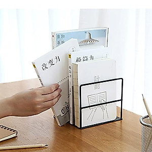 Metal Bookends for Shelves Heavy Duty Bookends Non-Skid Shelf Holder Book Stopper for Books/Movies/CDs/Video Games Book Black (1 Pair)