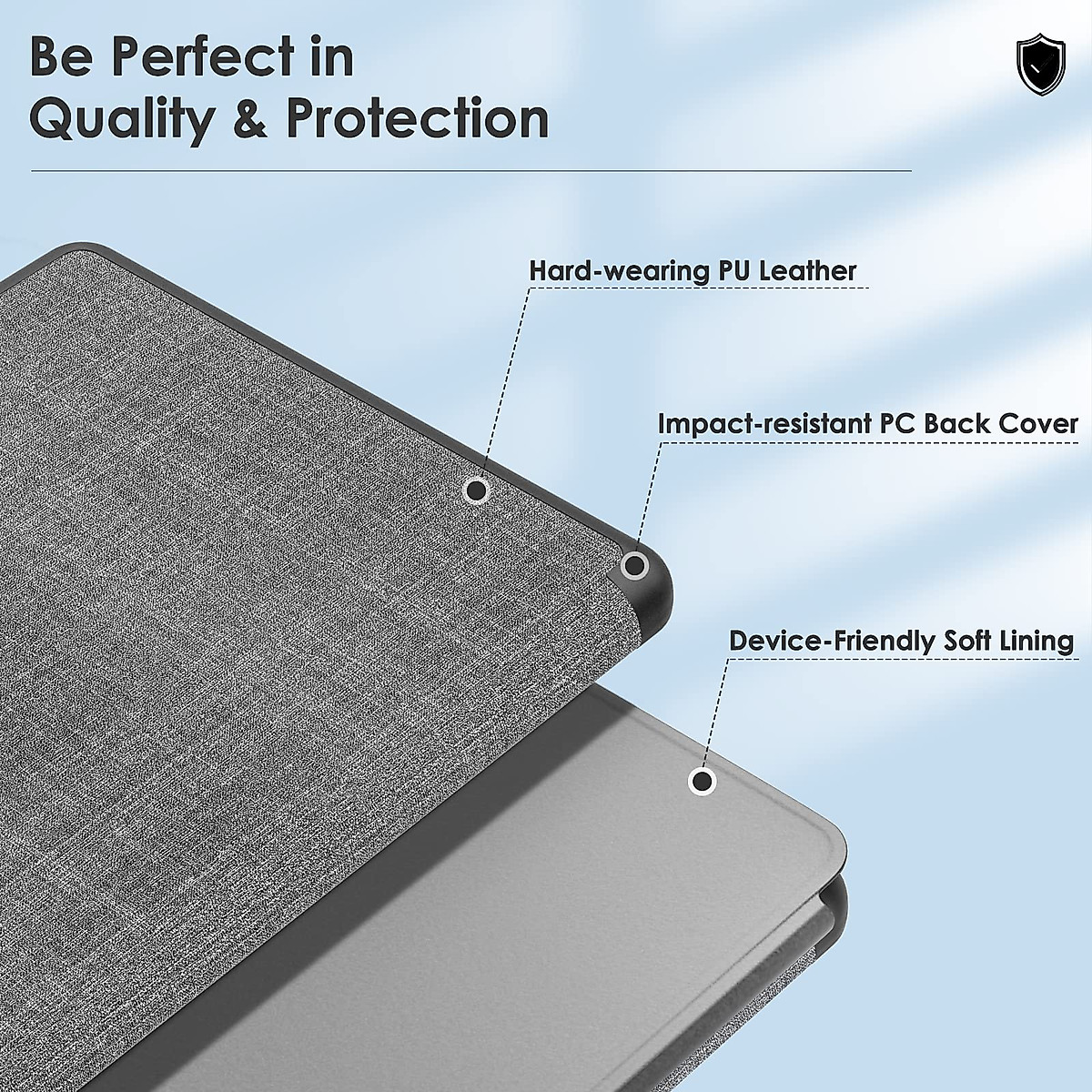 Moko Case for 6.8" Kindle Paperwhite (11th Generation-2021) and Kindle Paperwhite Signature Edition, Origami Standing Shell Cover with Magnetic PC Back Cover for Kindle Paperwhite 2021, Denim Gray