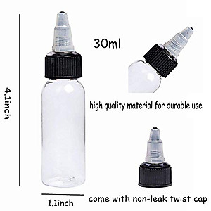 30ml Empty Tattoo Ink Bottles,30pcs 1oz Tattoo Twist Cap Plastic Clear Transparent Tattoo Pigment Container Tattoo Accessories Twist Top Bottle 1oz,30ml Tattoo Squeeze Bottles(30ML 30PCS)