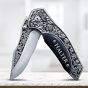 Classic Pocket Knife, Automatic Knife For Hunting, Outing, Stainless Steel Personalized Pocket Knife, Cool Knife for Dad, Husband, Boyfriend