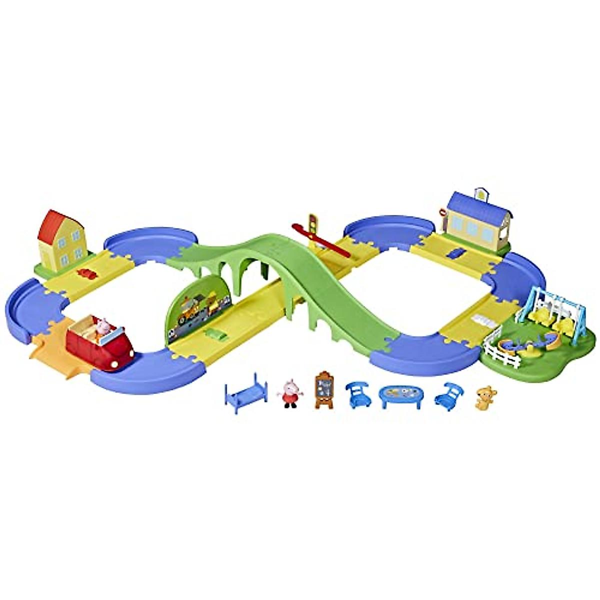 Peppa Pig All Around Peppa’s Town Playset with Car Track, Preschool Toys, Toys for 3 Year Old Girls and Boys and Up