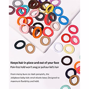 Jollybows 300pcs Baby Hair Ties Girls Elastic Hair Accessories Small Nylon Hair Bands for Toddler Infant Ponytail Holders 1" 30 Colors Mini Kids Hairband