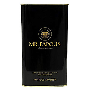 Mr. Papou's | Extra Virgin Olive Oil | First Cold Pressed | Family Owned | Harvested in Greece | 3 Liter - 101.4 fl oz (3 Liter)