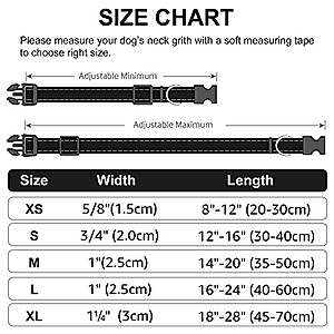 Joytale Reflective Dog Collar,Soft Neoprene Padded Breathable Nylon Pet Collar Adjustable for Medium Dogs,Black,M