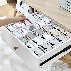 xiclass 15pcs Drawer Dividers Adjustable Drawer Storage Organizer for Clutter Kitchen Cutlery Dresser Makeup Tools Socks Can Help Tidy Office Desk Clinic Bedroom (White, 38cmx11cm)