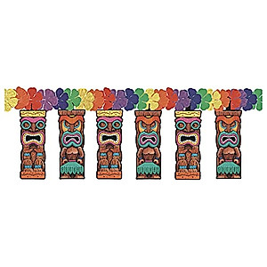 Amscan Tiki Flower Lei Garland Decoration, 7 1/2', Multicolor