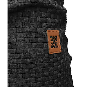 Zaitun Men's Short Sleeve Hoodie Shirt Casual Waffle Knitted Pullover Sweater Black