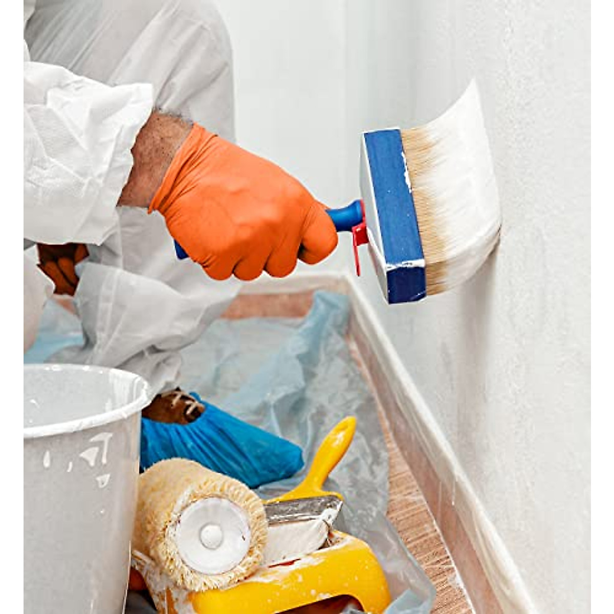 Atlantic Safety Products Orange Lightning Exam Gloves, Disposable, Powder-Free Nitrile Gloves, Orange, Medium, 100-Ct