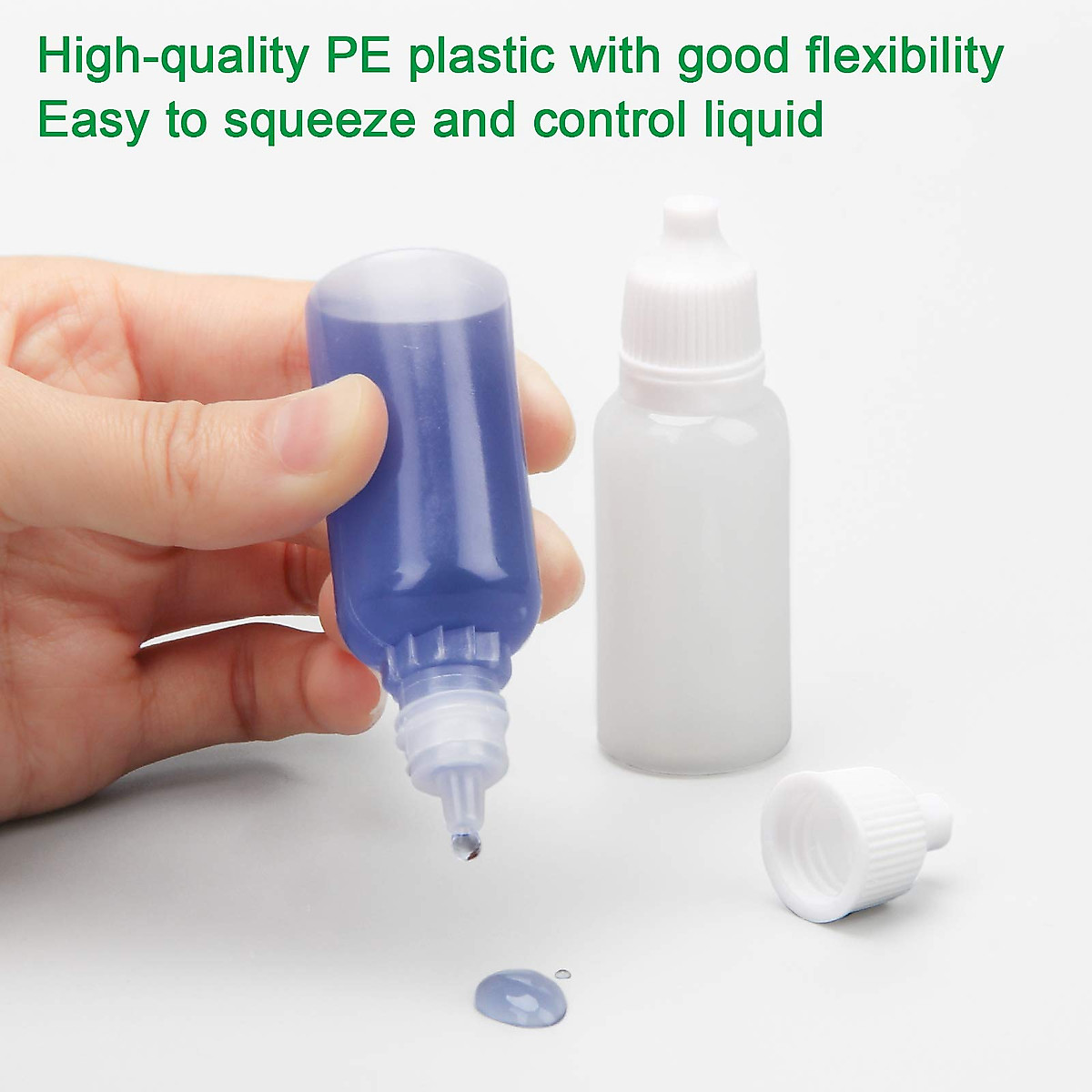 AHIER 50PCS Plastic Dropper Bottle, Eye Dropper Bottle, 15ML Empty Plastic Squeezable Eye Dropper bottle LDPE with Childproof Cap
