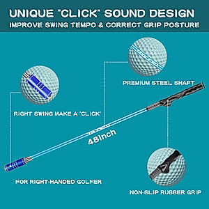 MAZEL Golf Swing Trainer Aid Improve Flexibility,Tempo,Rhythm,Balance and Strength | Golf Warm-up Stick for Chipping,Driving and Hitting,Golf Arm Band Included (Blue)