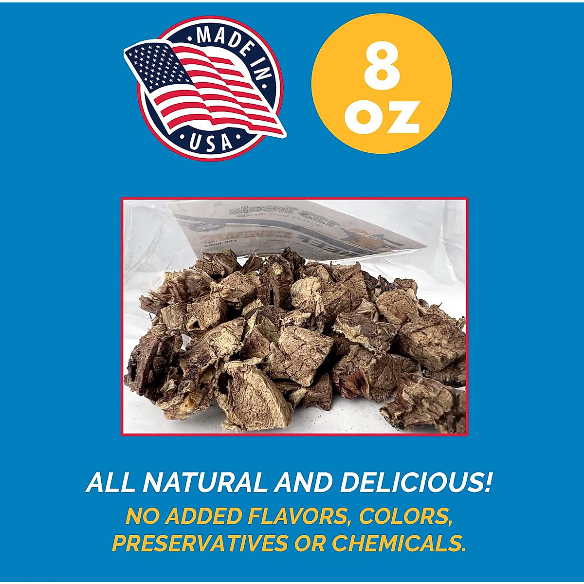123 Treats Beef Lung Dog Tips Treat - All Natural Premium Jerky Chews for Your Dog (Beef Treats - Made in USA) 8 oz