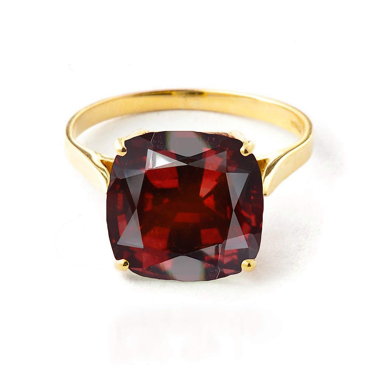 Galaxy Gold GG 14k Solid Yellow Gold Ring with Natural Checkerboard Cut Garnet - Size 5.5