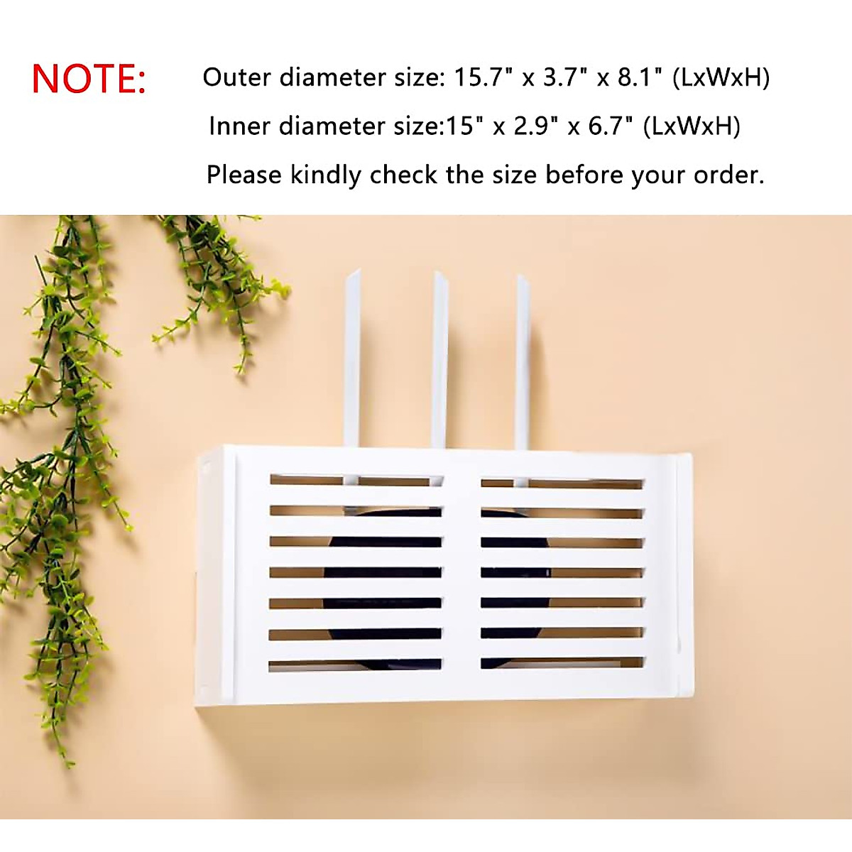 Noviko WiFi Router Modem Cable Power Plug Wire Storage Boxes Wall Mount Floating Shelf Multi-Function Storage Rack