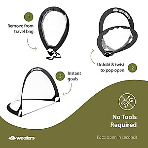 Collapsible Soccer Goal Set of 2 with Travel Bag - Ultra Portable 4 Foot Instant Pop Up Football Goal Nets for The Beach| Playground | Backyard | Camping - Kids Soccer Training Nets (Black)