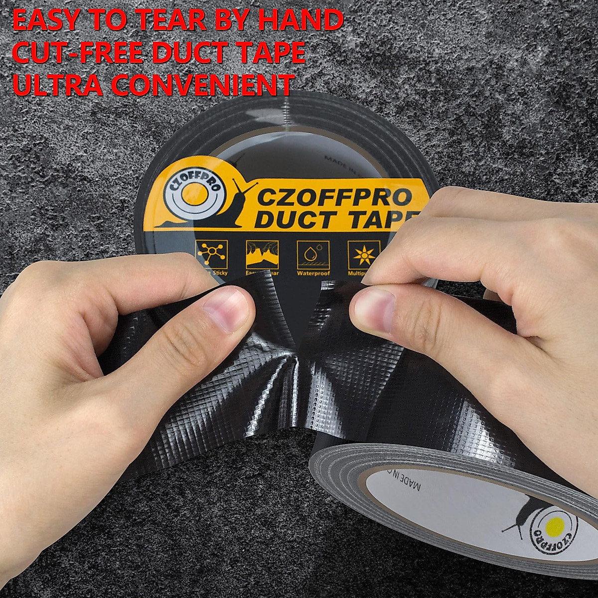 CZoffpro Duct Tape Heavy Duty, Ultra Strong Duct Tape with Waterproof Backing, Easy to Tear by Hand, 1.88 in x 20 Yard, Yellow