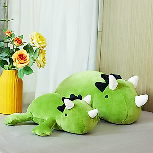 ZRCCOX 3.5 lbs Dinosaur Plush, Weighted Stuffed Animals Plush, Dino Weighted Plush Animal Stuffed Stress Relief Throw Pillow, Triceratops/Stegosaurus Weighted Plush for Kids Adults