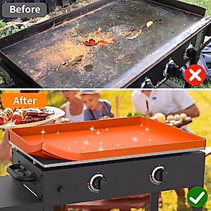 YOUEEFY Upgraded Silicone Griddle Mat 0f Full Cover for Blackstone Grill,28 Inch Blackstone Griddle Cover of Heavy Duty Food Grade Silicone,Keep The Griddle Clean and Prevent Rusting,Orange