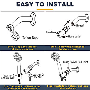 Shower Head with 10 Functions, Craftforce High Pressure Shower Head with Handheld, 8 Spray Settings & 2 Power Jet Modes Shower Head with 5ft Hose,Bracket,Spare Shower Filter & Rubber Wash,Matte Black