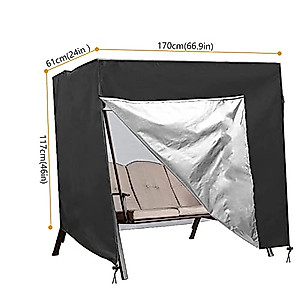 5 Sizes Garden Waterproof Swing Cover Large Dustproof Outdoor Swing Covers Glider 210d Oxford Durable Resistant Patio Protector Sun Shade Chair Cover (Black),66.9 x 24 x 46in