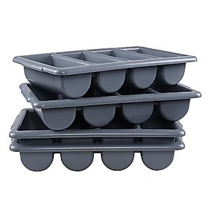 Callyne 4-Pack Plastic 4 Compartment Cutlery Bin, Flatware Storage Tray