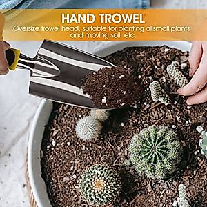 iPower 3Pcs Garden Tool Set, Heavy Duty Aluminum Gardening Kit Includes Hand Trowel, Transplant Trowel and Cultivator Hand Rake, Ergonomic Rubberized Non-Slip Handle