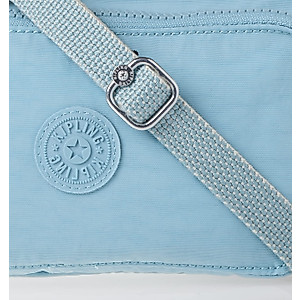 Kipling womens Women's Myrte Crossbody Handbag, Convertible Metallic Purse, Nylon Clutch Waist Handbag, Blue Mist, 9.5 L X 5.75 H X 1.75 D US