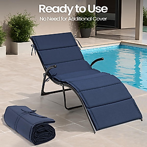 PATIOHIT Lounge Chair Cushions for Outdoor Furniture, Comfortable Chaise Lounge Cushions Set of 2 Patio Chair Cushions Outside UV-Resistant for Lawn, Pool (2, Navy, 72" x 21")